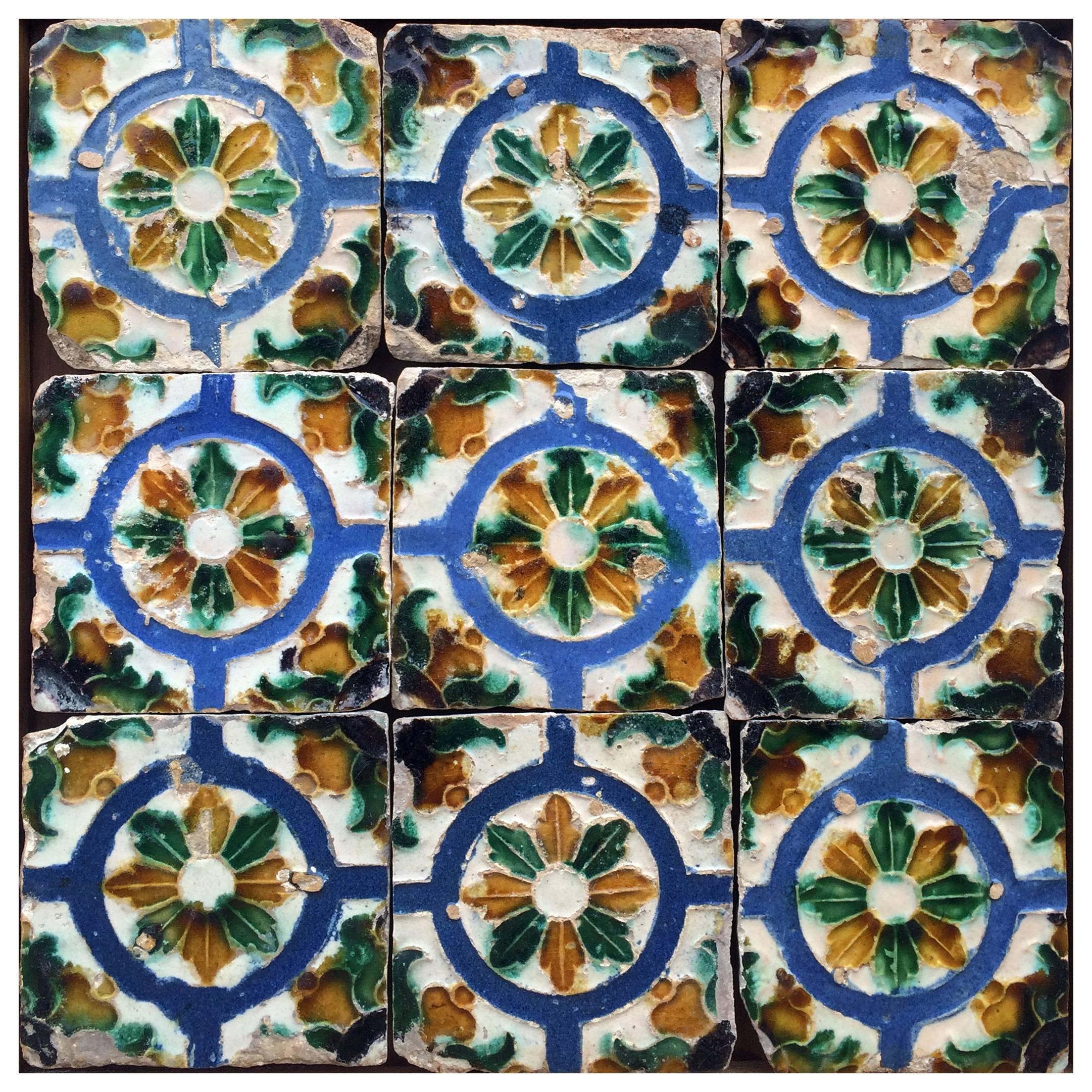 Set of Nine 16th Century Tiles For Sale at 1stDibs