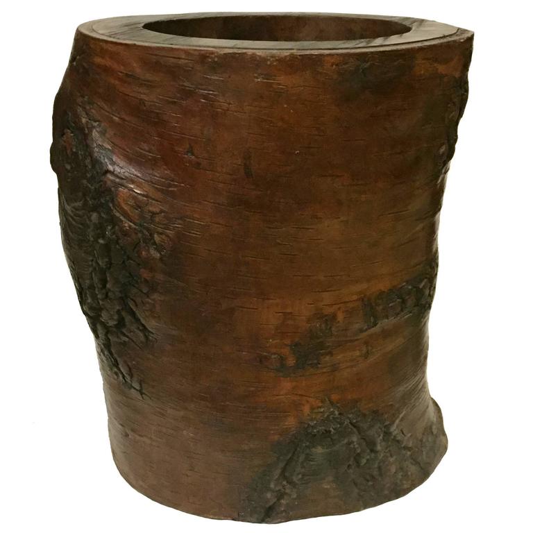 Tree Stump Brush Pot or Planter For Sale at 1stDibs