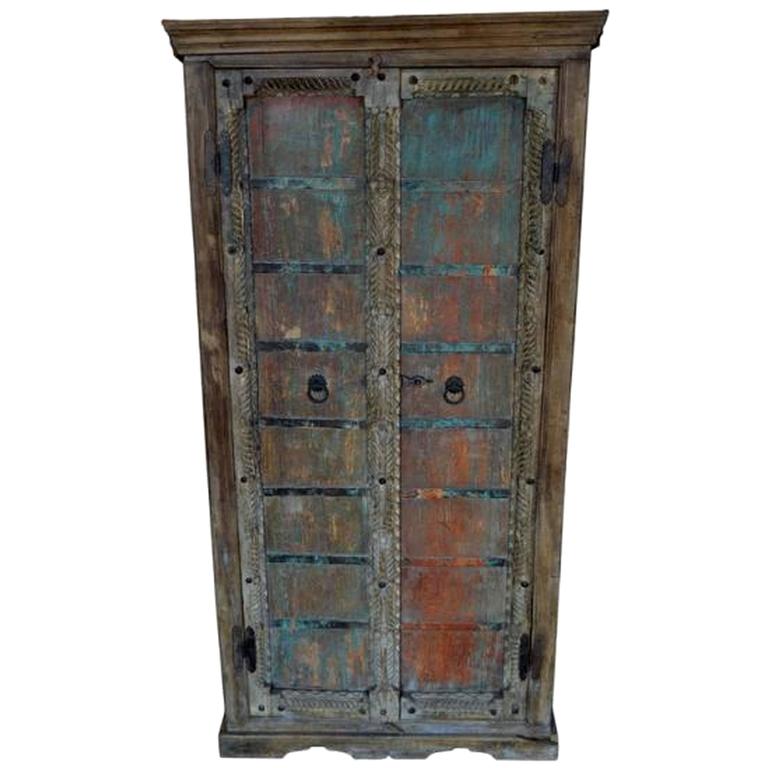 Antique Rustic Indian Cabinet or Armoire at 1stDibs