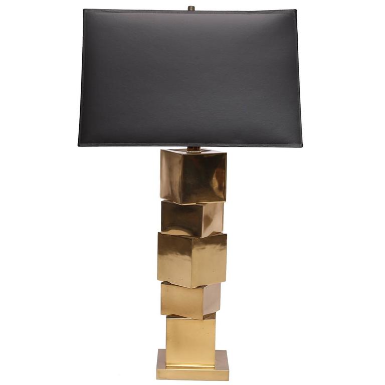 Stacked Brass Cubist Lamp at 1stDibs