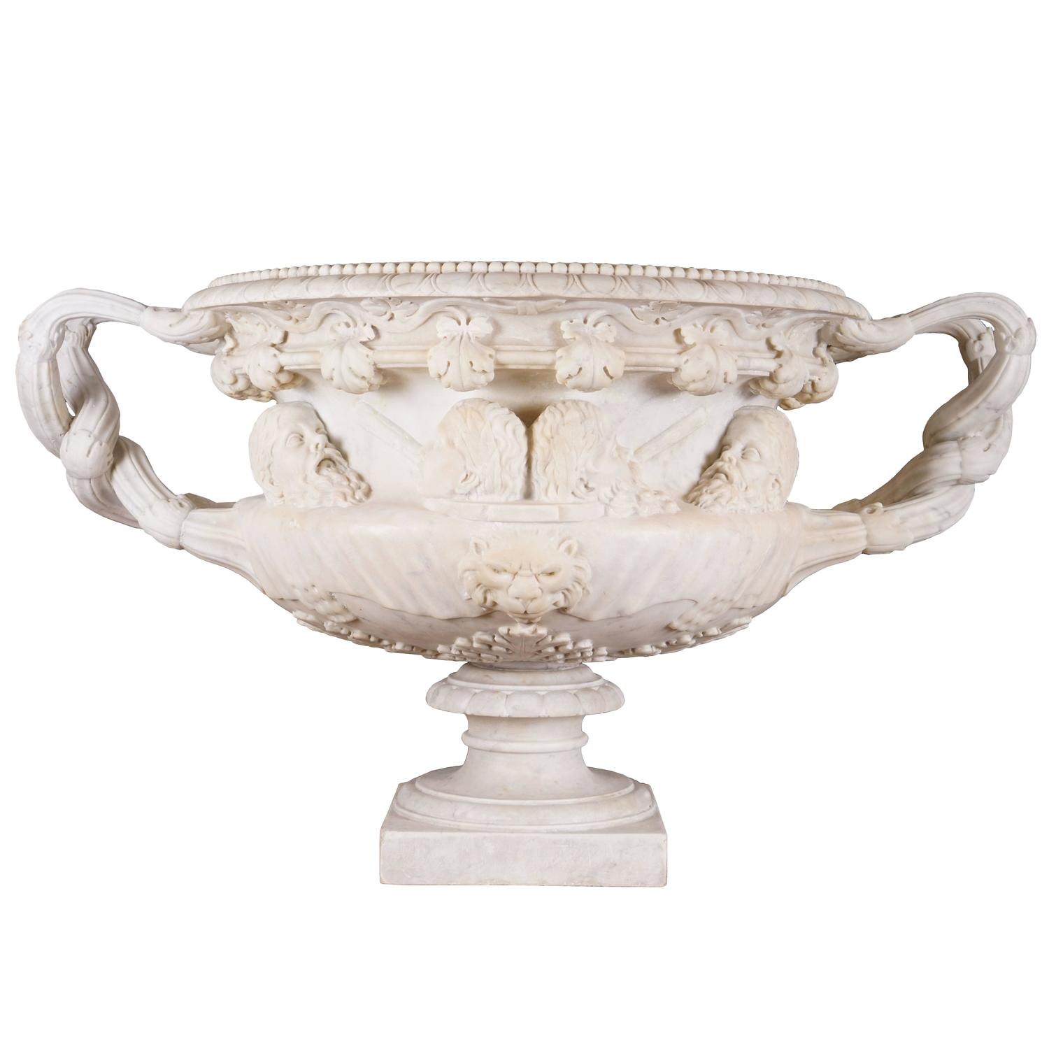 Massive and Exquisitely Carved Marble ‘Warwick Vase,’ Mid-19th Century ...
