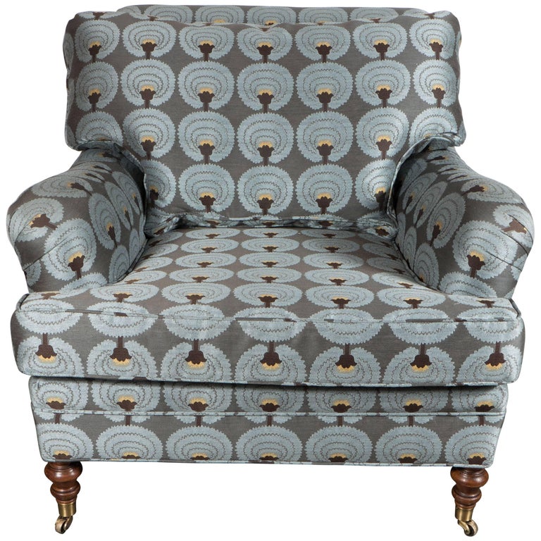 Classic George Smith Club Chair with Art Nouveau Style Fabric at 1stDibs