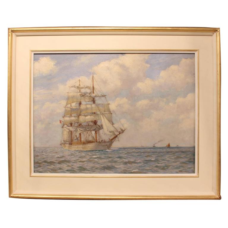 "A Clipper at Sea" Oil Painting by Richard Howard Penton at 1stDibs