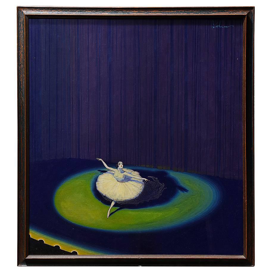 "Ballerina in the Footlights, " Gouache by William Bolin at 1stDibs ...