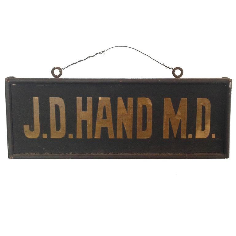 Antique Smalt and Gold Leaf Doctor Trade Sign For Sale at 1stDibs