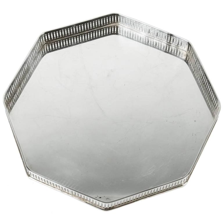 Vintage English Silver Plate Octagonal Tray at 1stDibs
