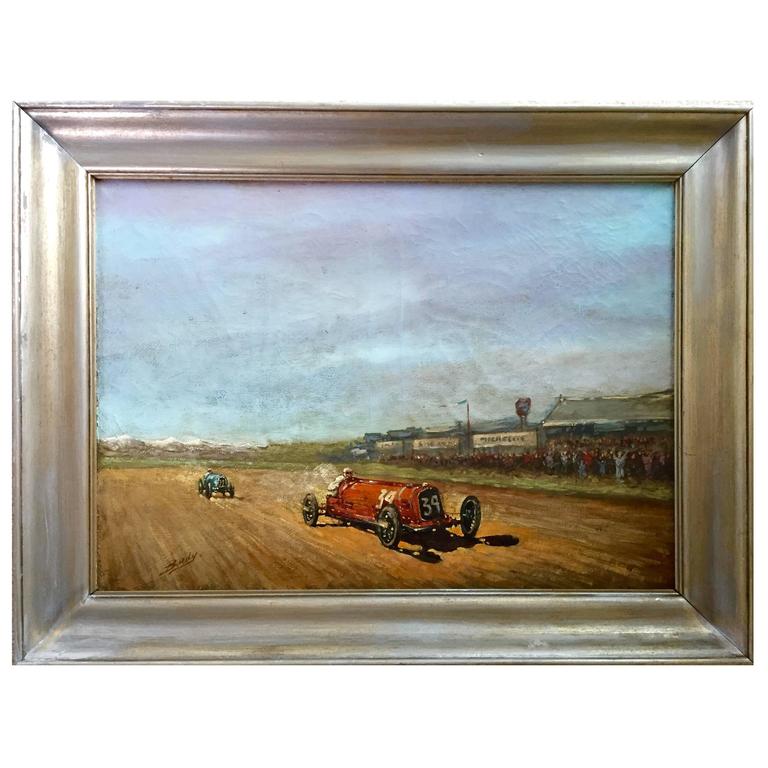 Rare French Impressionist Painting of Lemons Car Race, circa 1930 ...