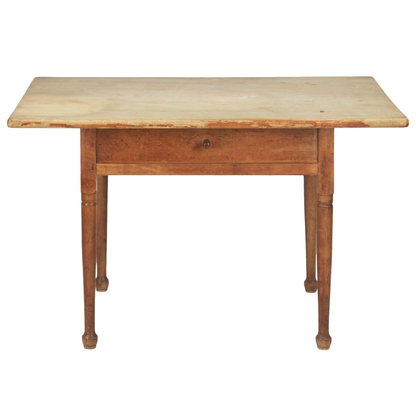 American Primitive Scrubbed Pine Tavern Antique Farm Table, 19th ...