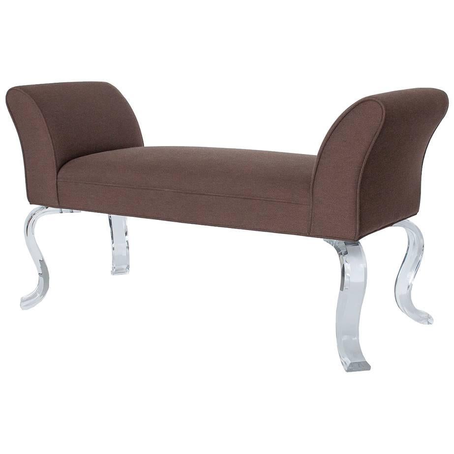 Upholstered Bench with Lucite Legs at 1stDibs