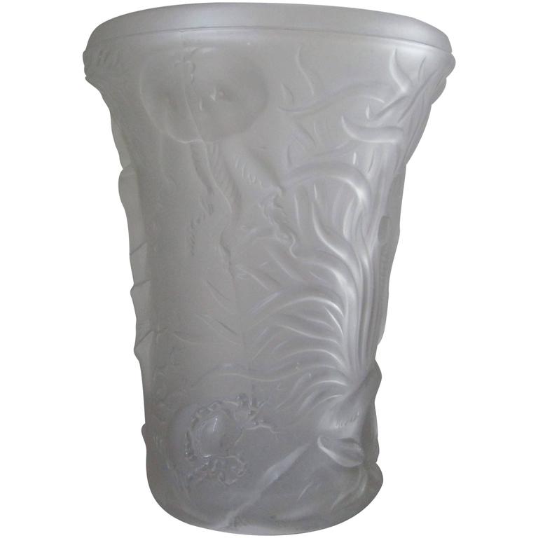 Czech Glass Vase "Marine Life" by Josef Inwald for Barolac, 1960s For ...