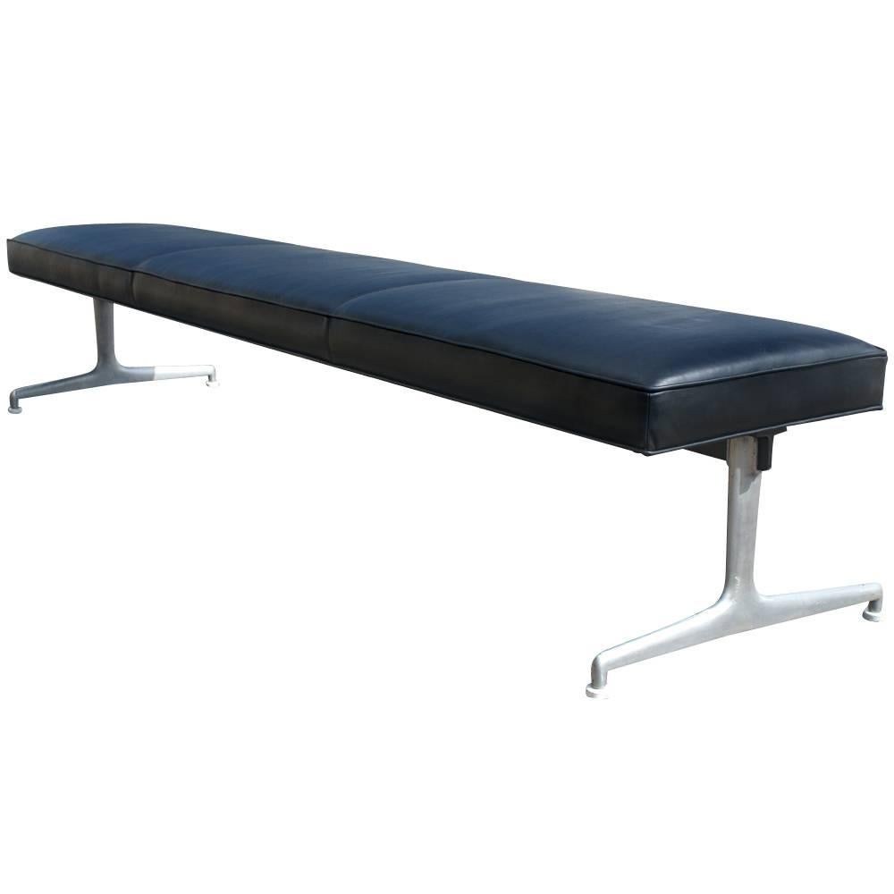 Herman Miller Leather Aluminum Nelson Bench at 1stDibs