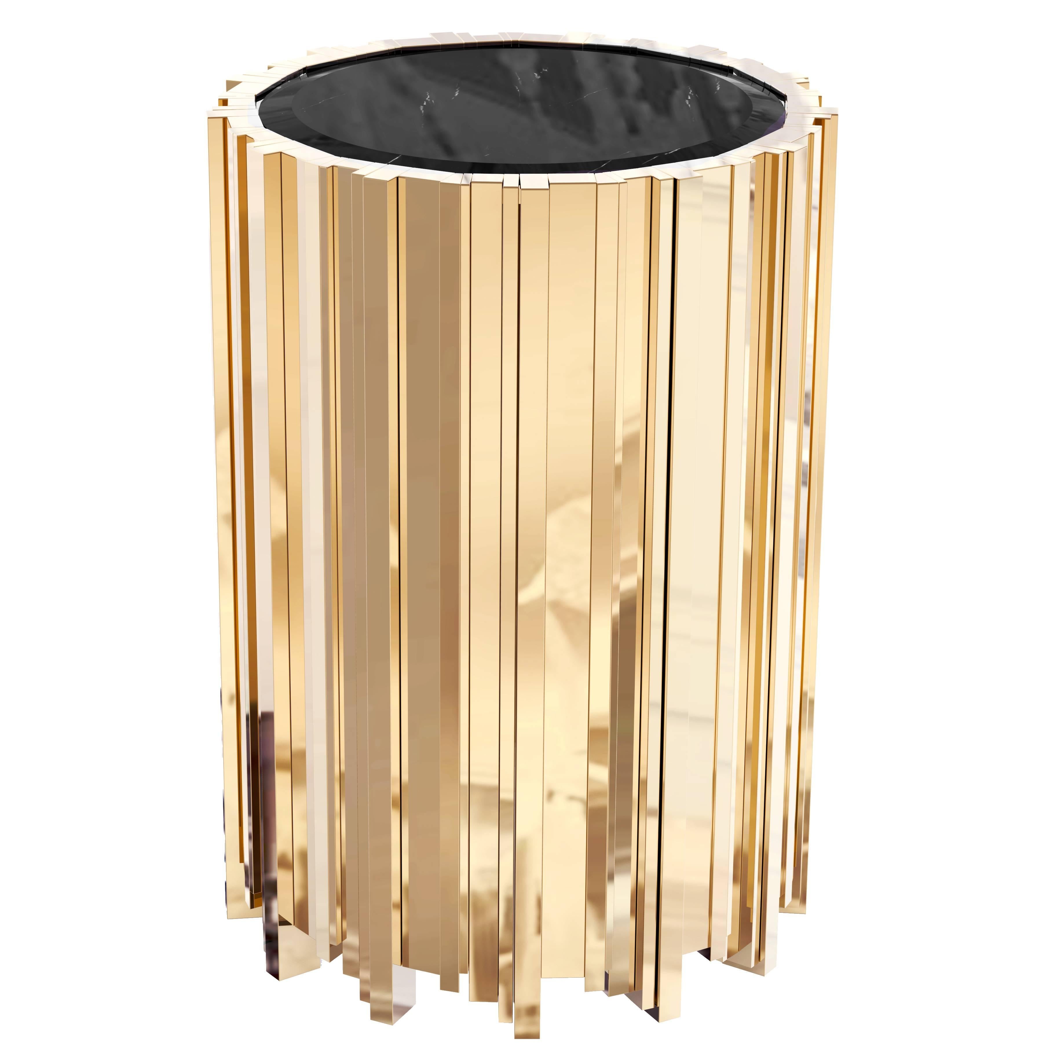 European Modern Gold-Plated Brass and Marble Empire Side Tables by ...
