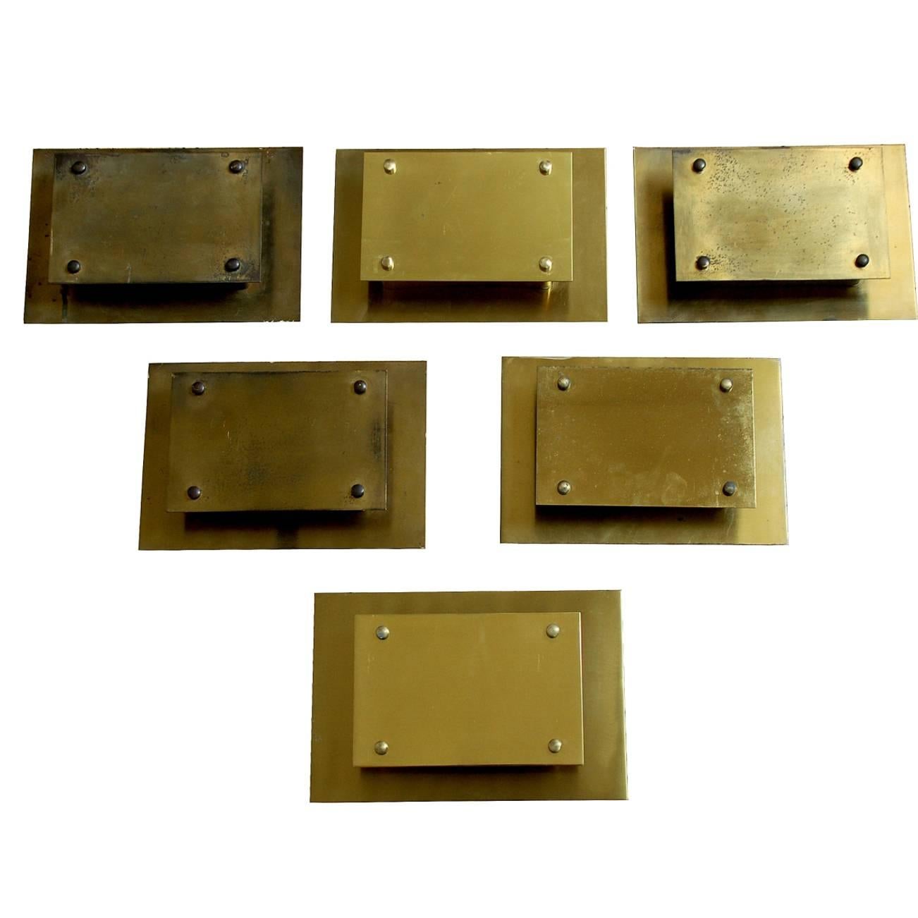 Modernist Rectangular Wall Lights in Solid Brass, Set of Six at 1stDibs