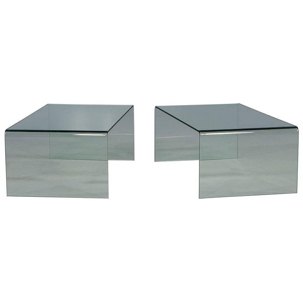 Waterfall Glass Cocktail Table at 1stDibs