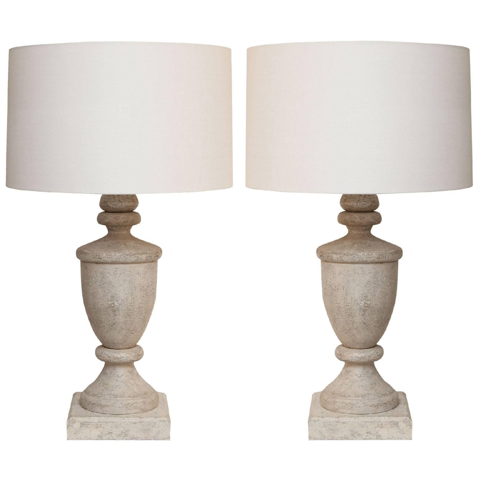 Pair of Painted Finials as Custom Table Lamps at 1stDibs