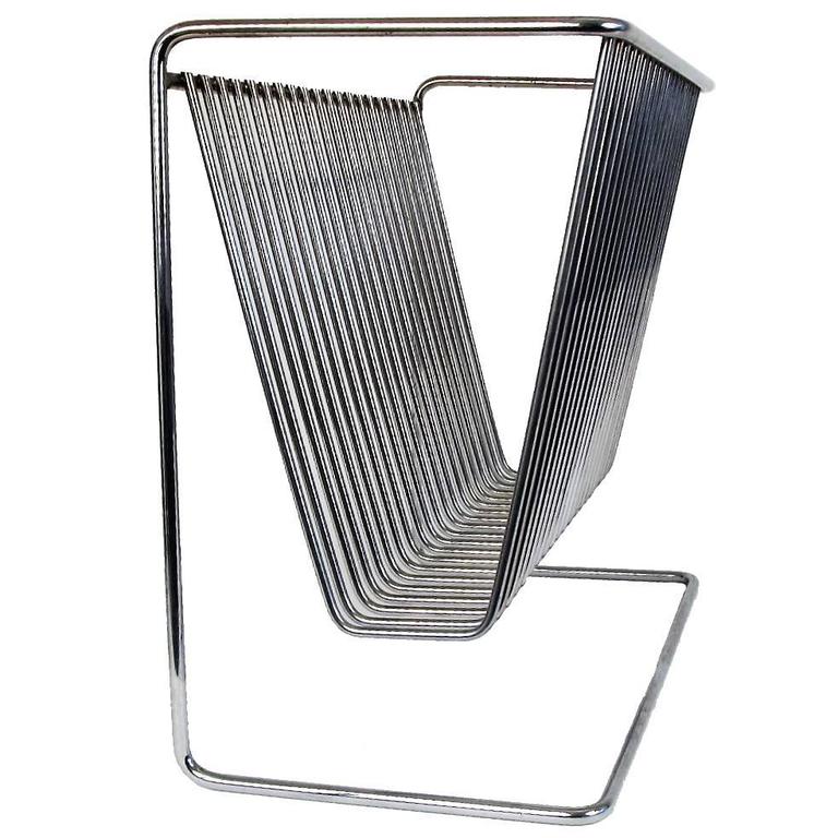 Cantilever Chrome Magazine Rack at 1stDibs