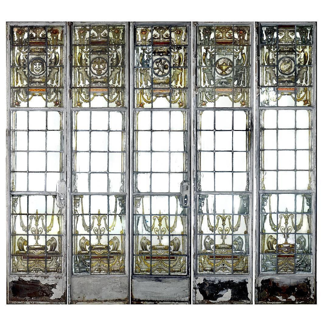 5 School Library Stained Glass Tudor Casement Doors at 1stDibs
