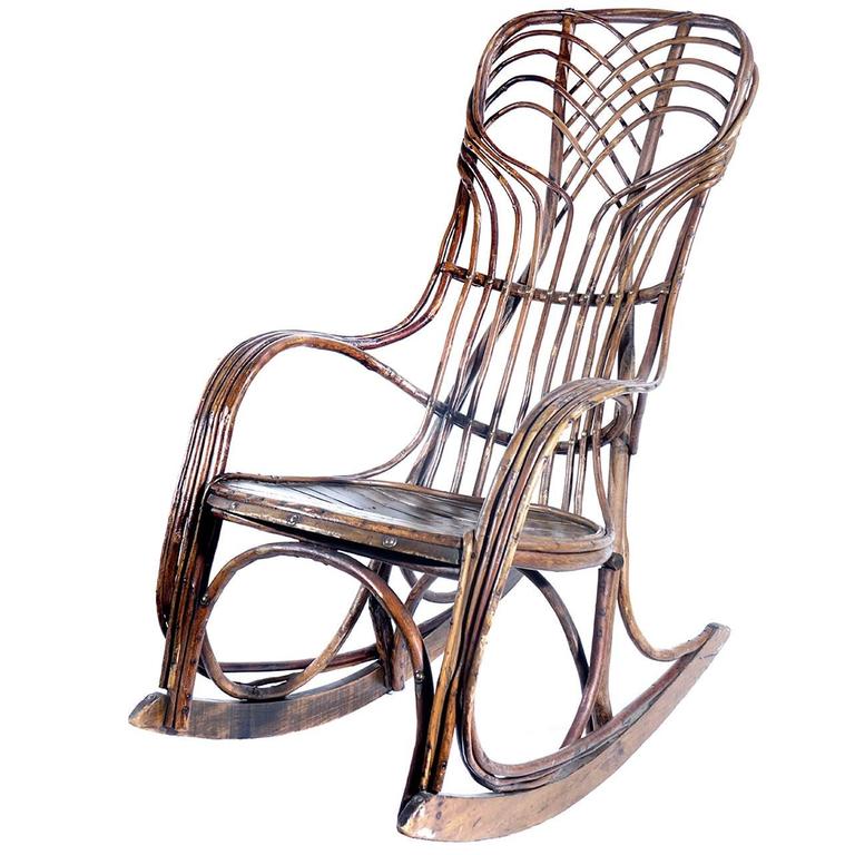 Classic 1910 Rustic Adirondack Bentwood Rocker at 1stDibs
