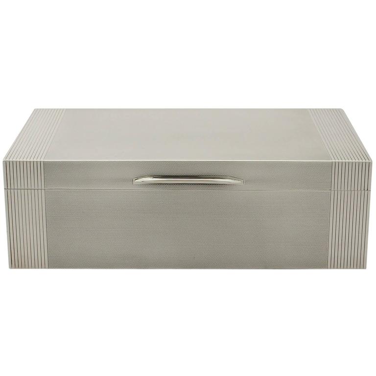 Sterling Silver Cigar/ Cigarette Box, Art Deco Style, Vintage George VI ...