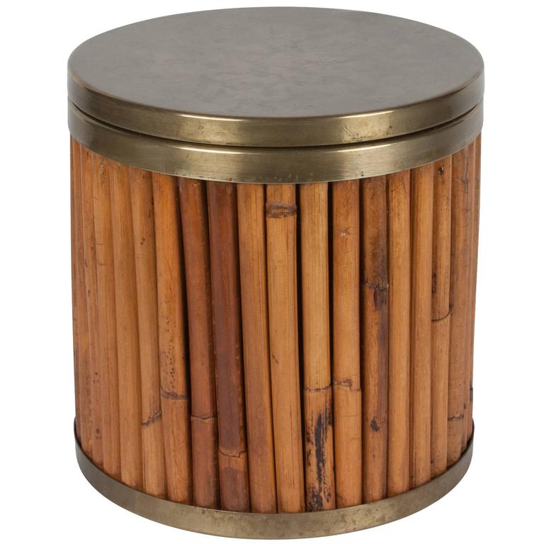 Bamboo and Brass Ice Bucket by Gabrielle Crespi For Sale at 1stdibs