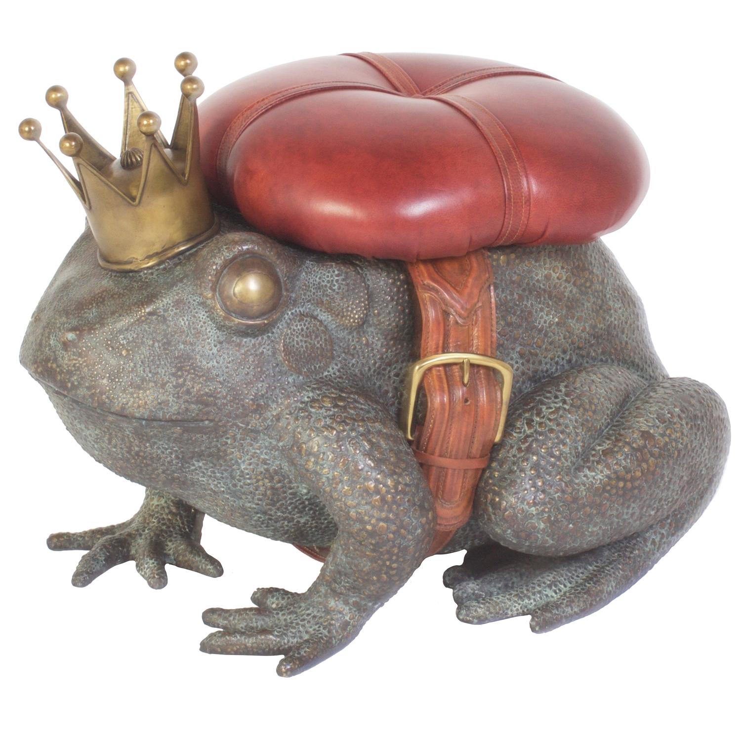 Vintage Cast Bronze Frog Toad Stool For Sale at 1stdibs