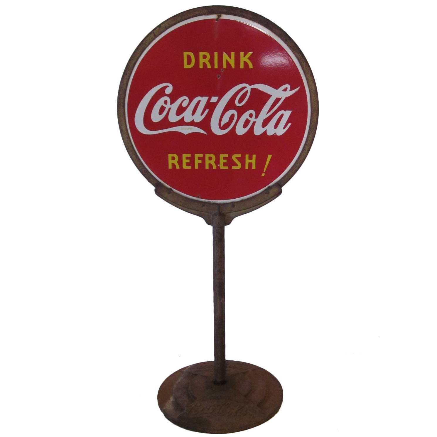 1930s Porcelain Coca Cola Two-Sided Lollipop Sign at 1stdibs