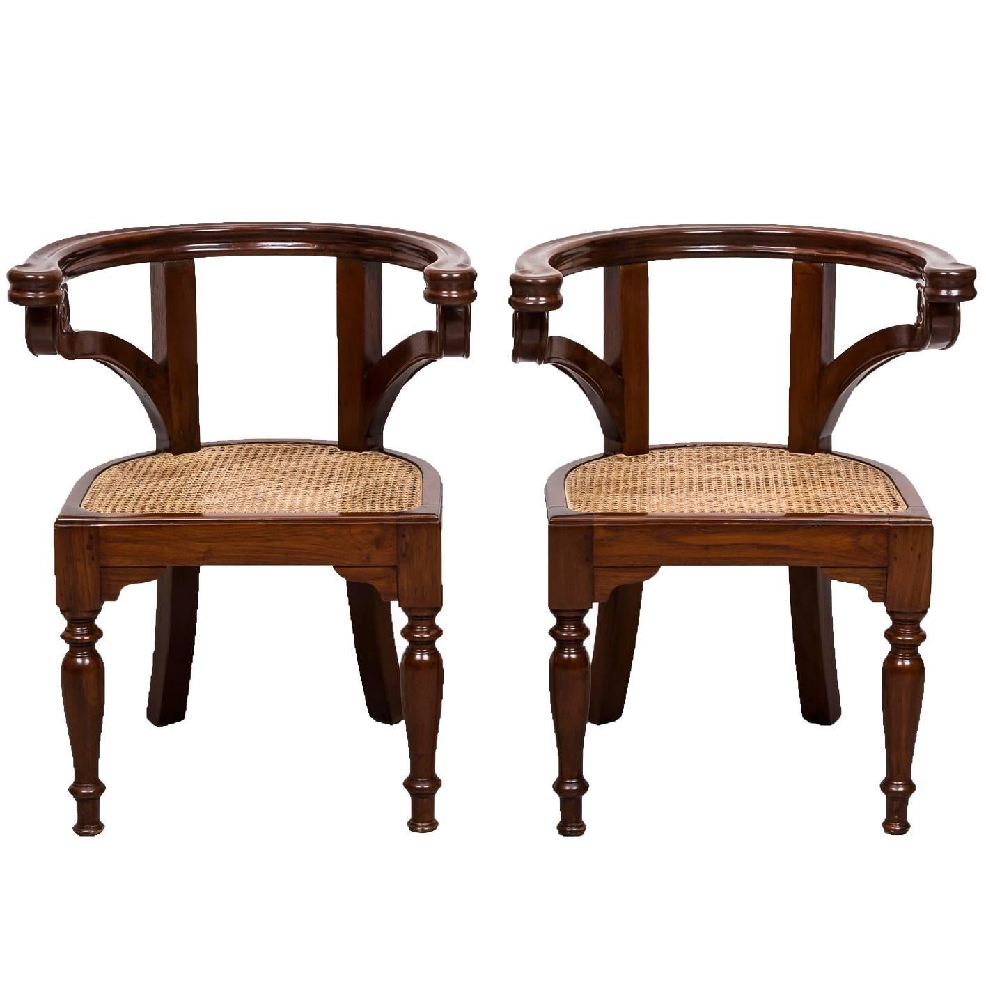 Pair of Anglo-Indian or British Colonial Teakwood Library Chairs For ...