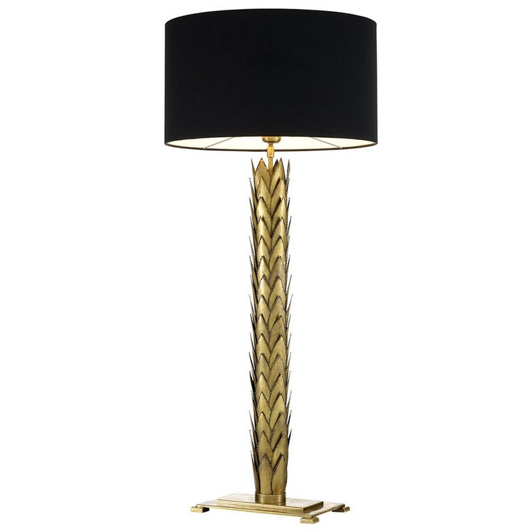 Palms Table Lamp Brass and Black Lampshade at 1stDibs