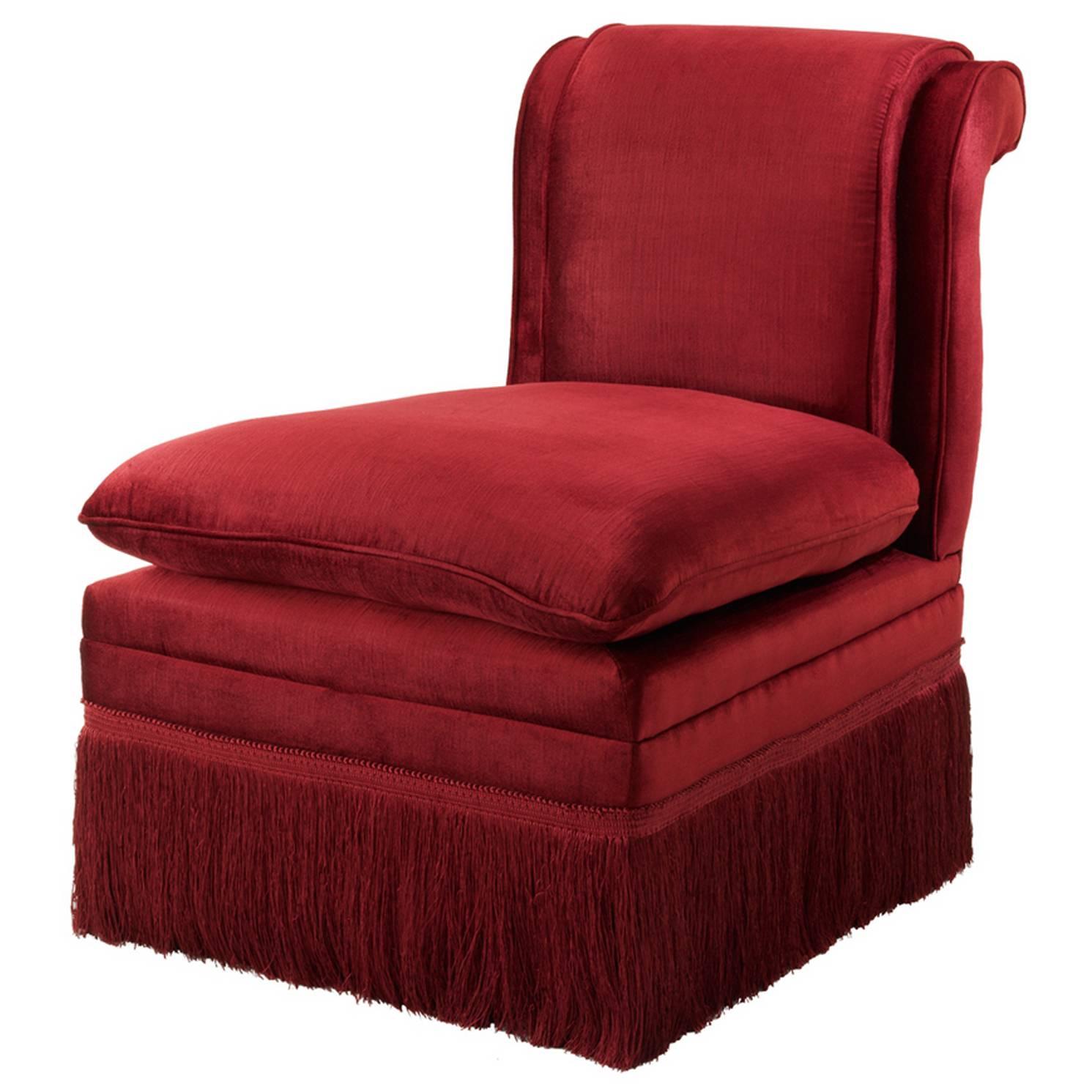 Palace Chair in Red Essex Fabric For Sale at 1stDibs
