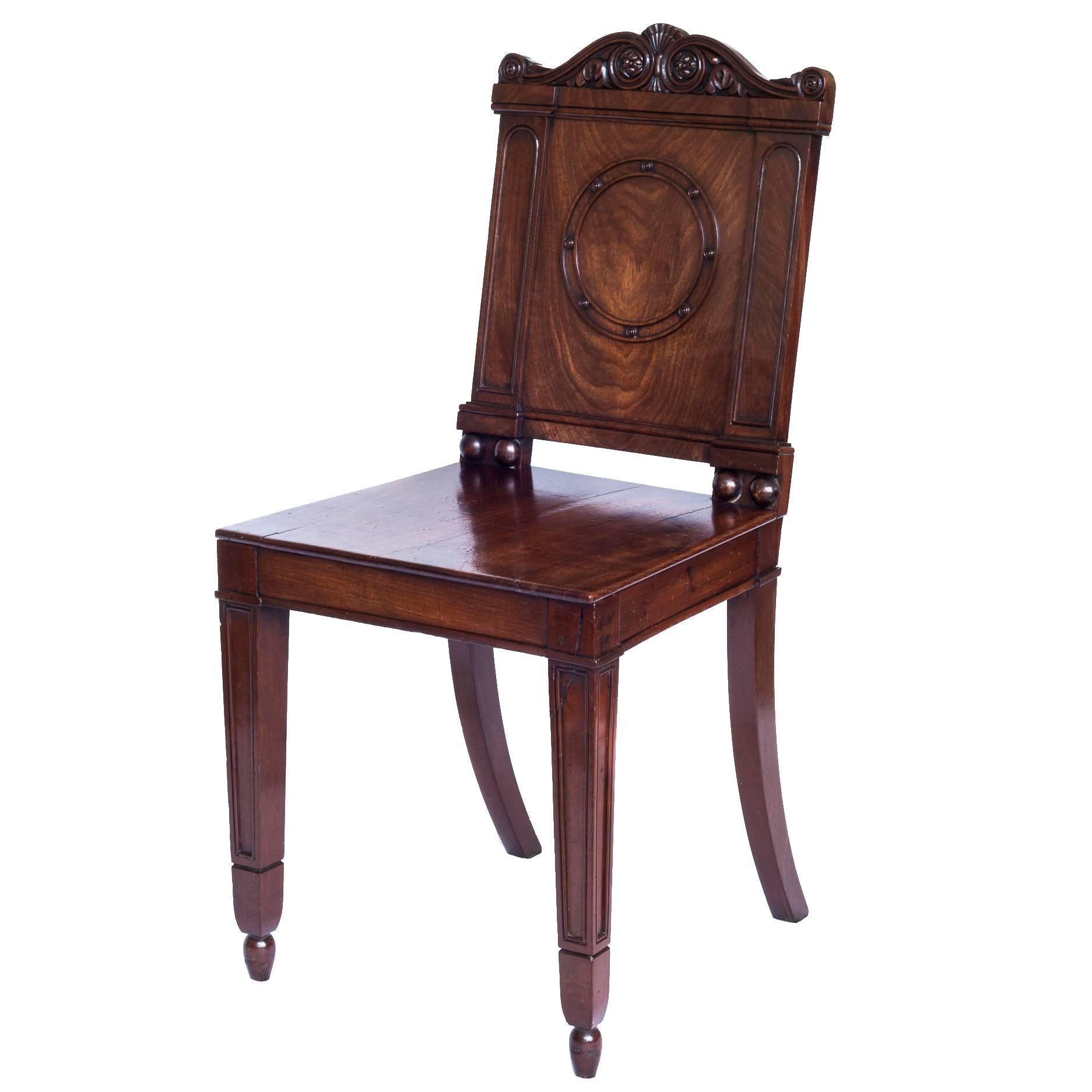 Fine 19th Century English George III Regency Hall Chair, Attributed to ...
