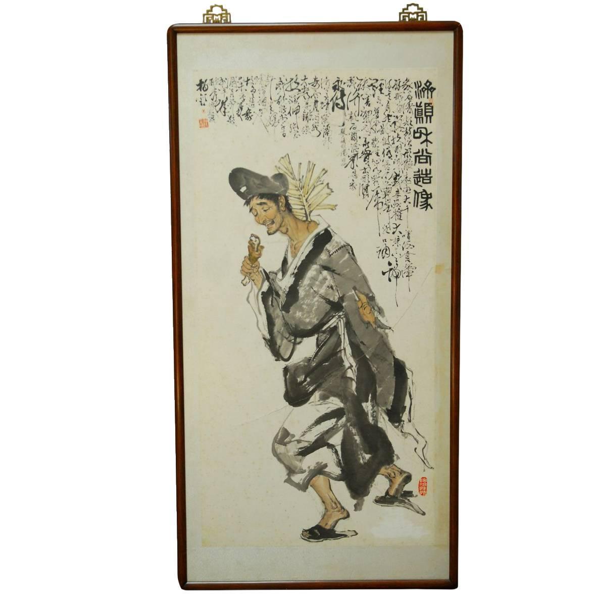 Chinese Buddhist Painting Ji Gong The Crazy Monk at 1stdibs
