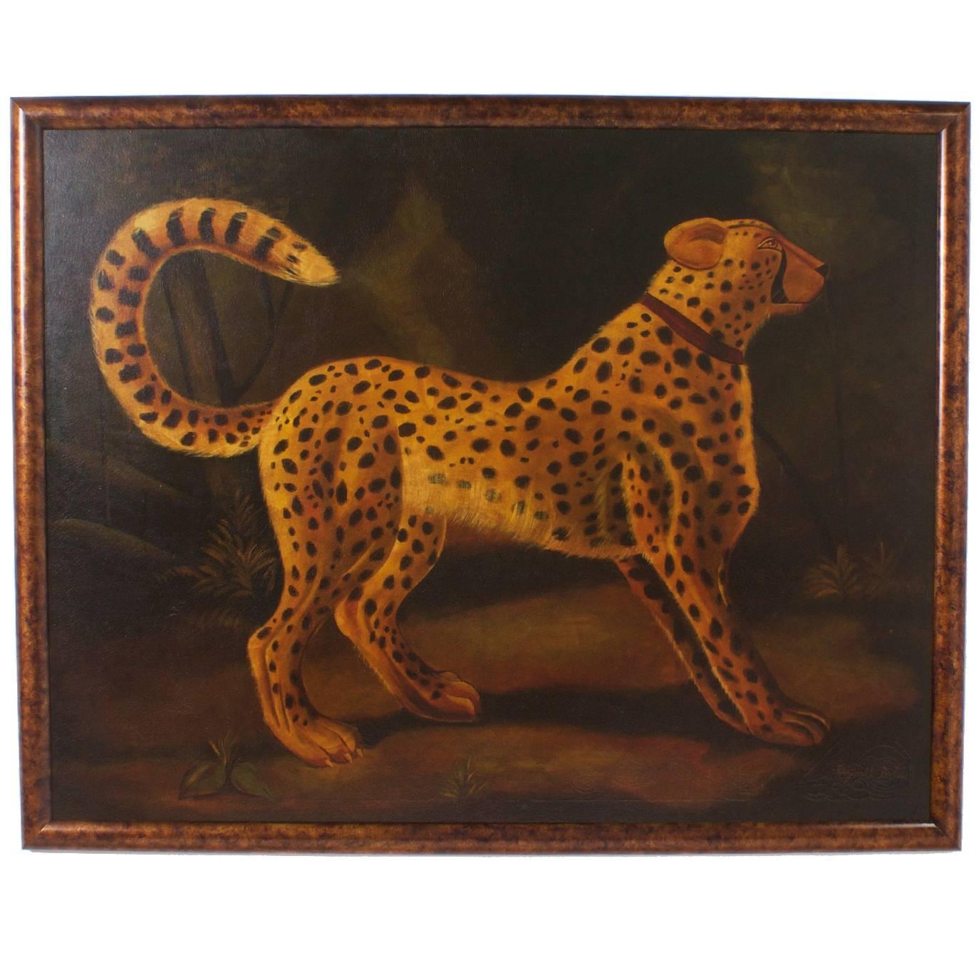 Oil Painting of a Cheetah by Reginald Baxter For Sale at 1stdibs