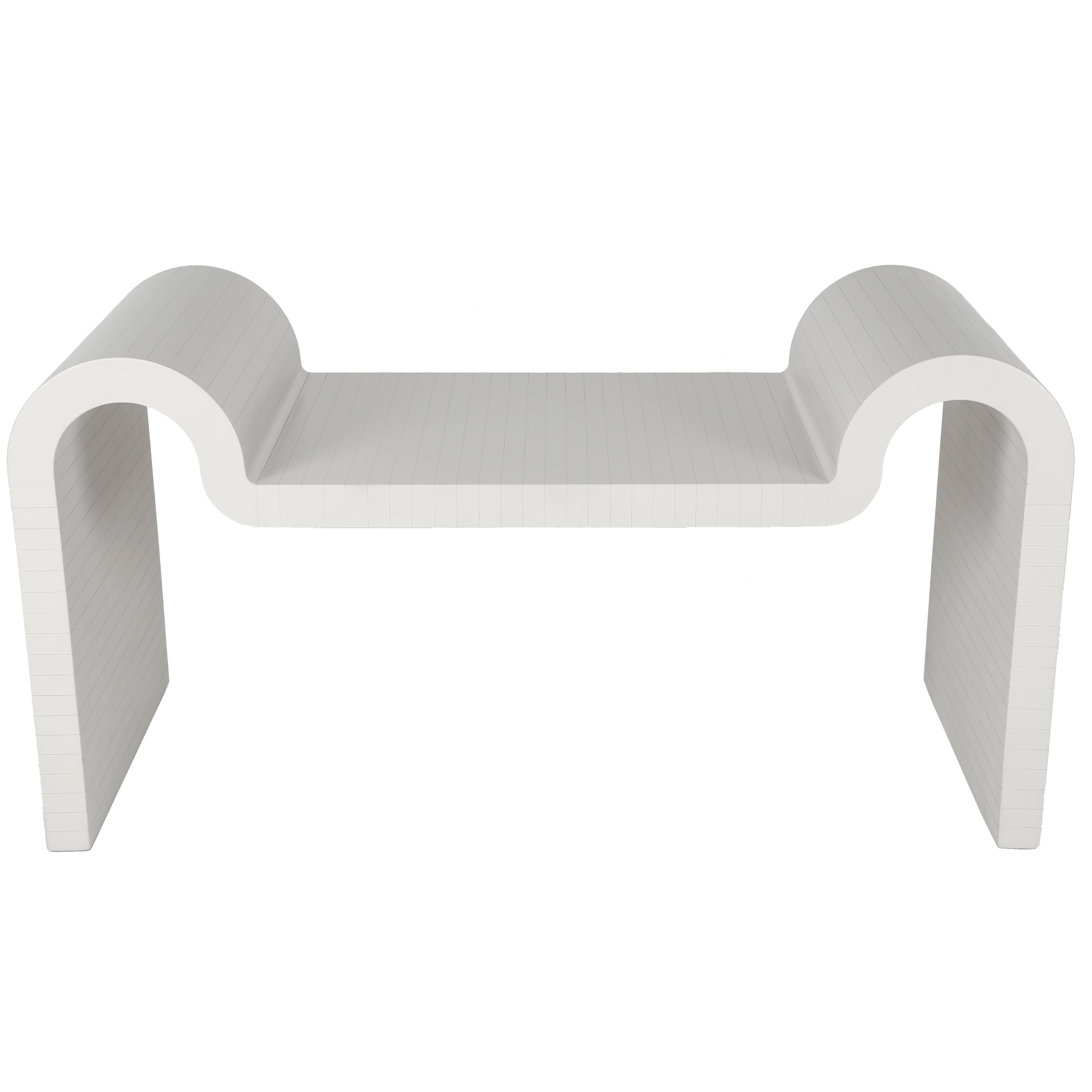 Karl Springer Scored-Leather "Sculpture Bench" at 1stDibs