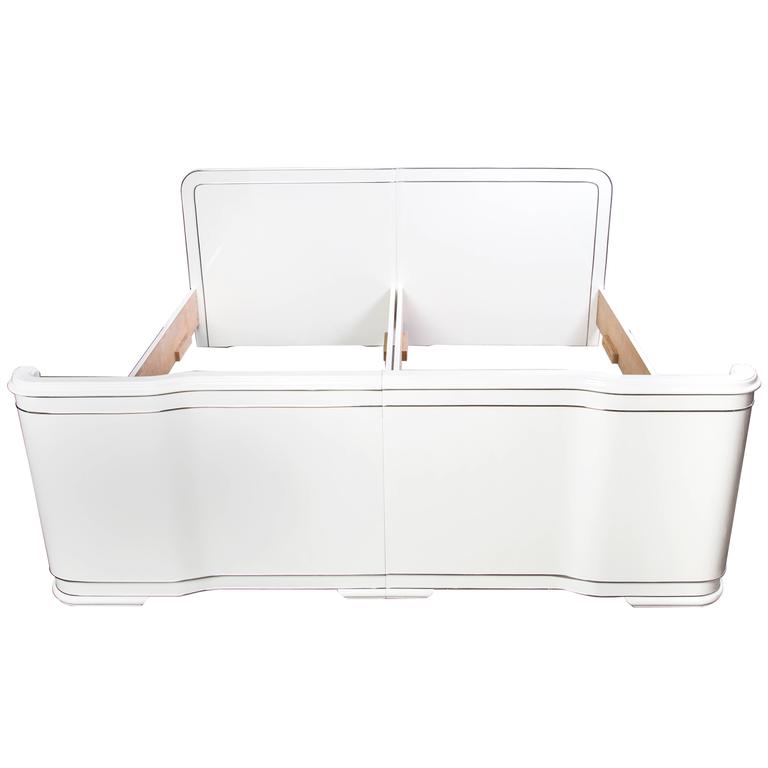 Magnificent White Lacquer Art Deco Split Bed Frame For Sale at 1stDibs