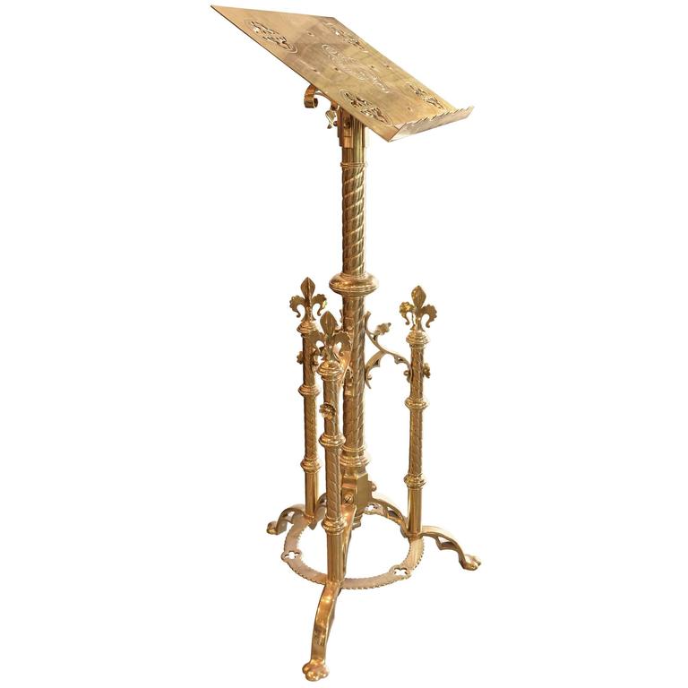 Beautiful Ornate Cast Brass Lectern with Fleur-de-Lis at 1stDibs