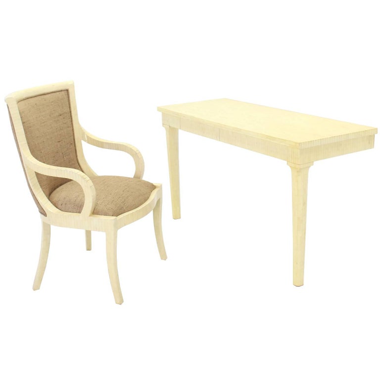 Bone Tile Mid-Century Modern Wall Console Table Vanity with Chair For ...