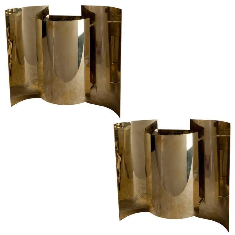 Pair of Mid-Century Modern Brass Ship's Stateroom Sconce Lights at 1stDibs