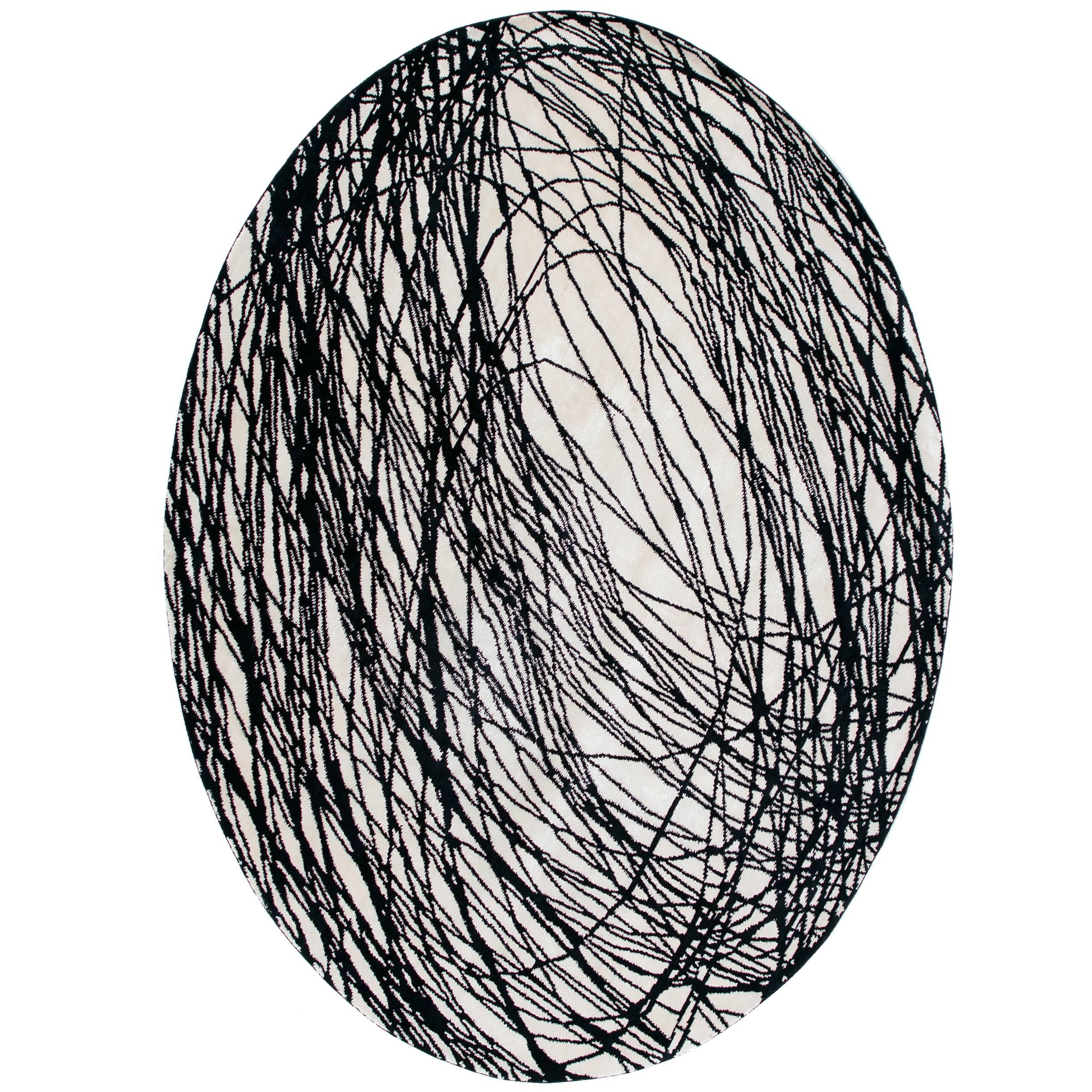 Modern Black and White 'Spin' Oval Rug at 1stDibs | modern oval rugs ...