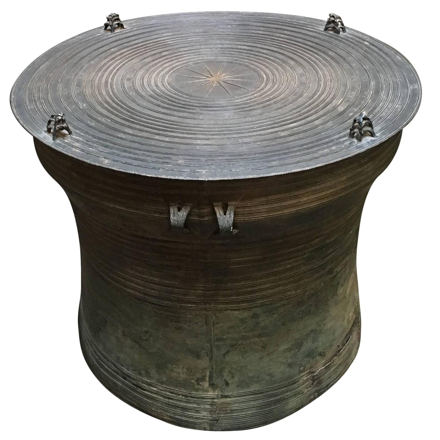Burmese Shan Bronze Rain Drum Side Table For Sale at 1stdibs