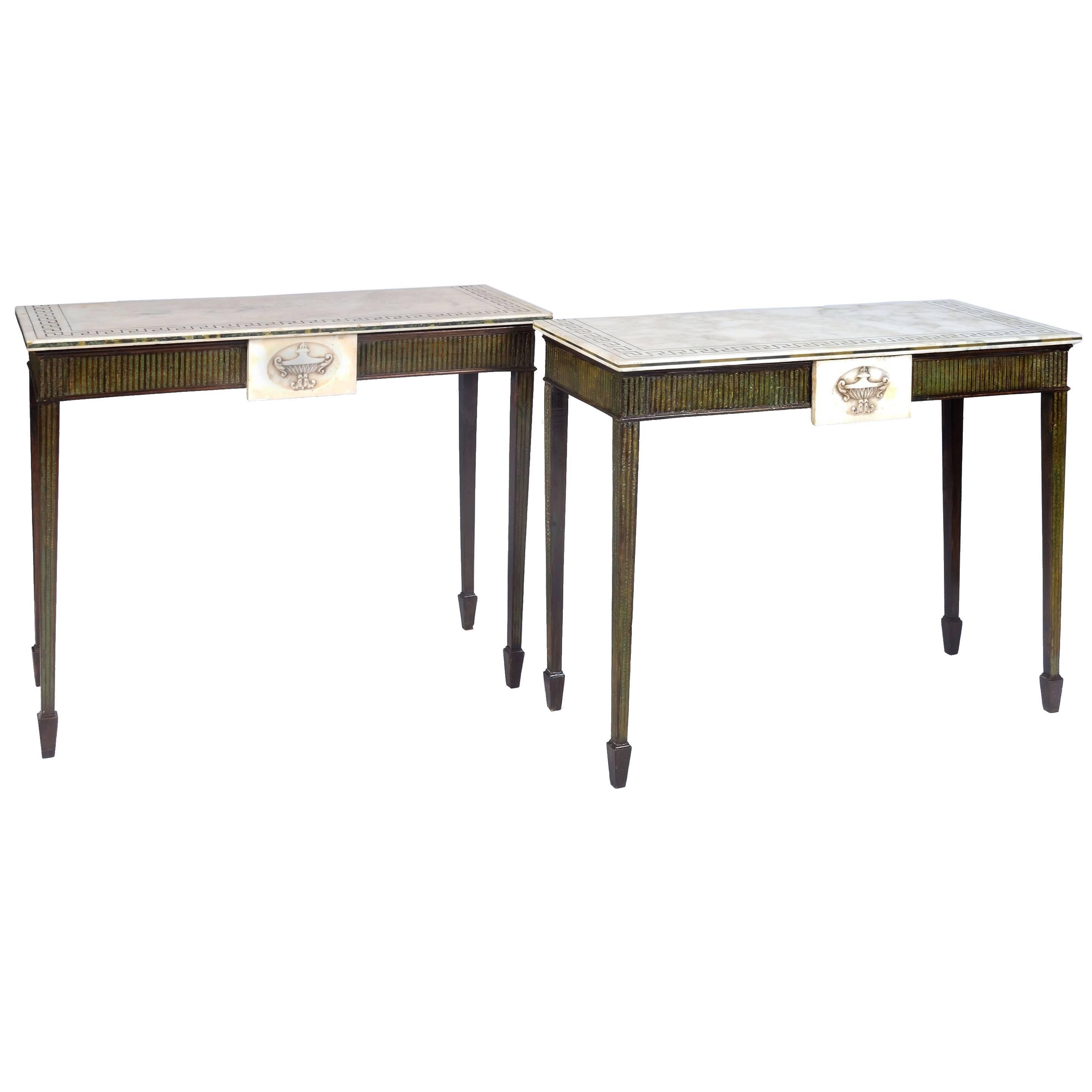 Magnificent Pair of Console Tables with Marble Plaques and Tops For ...