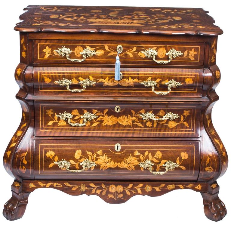 18th Century Dutch Marquetry Walnut Chest of Drawers at 1stDibs