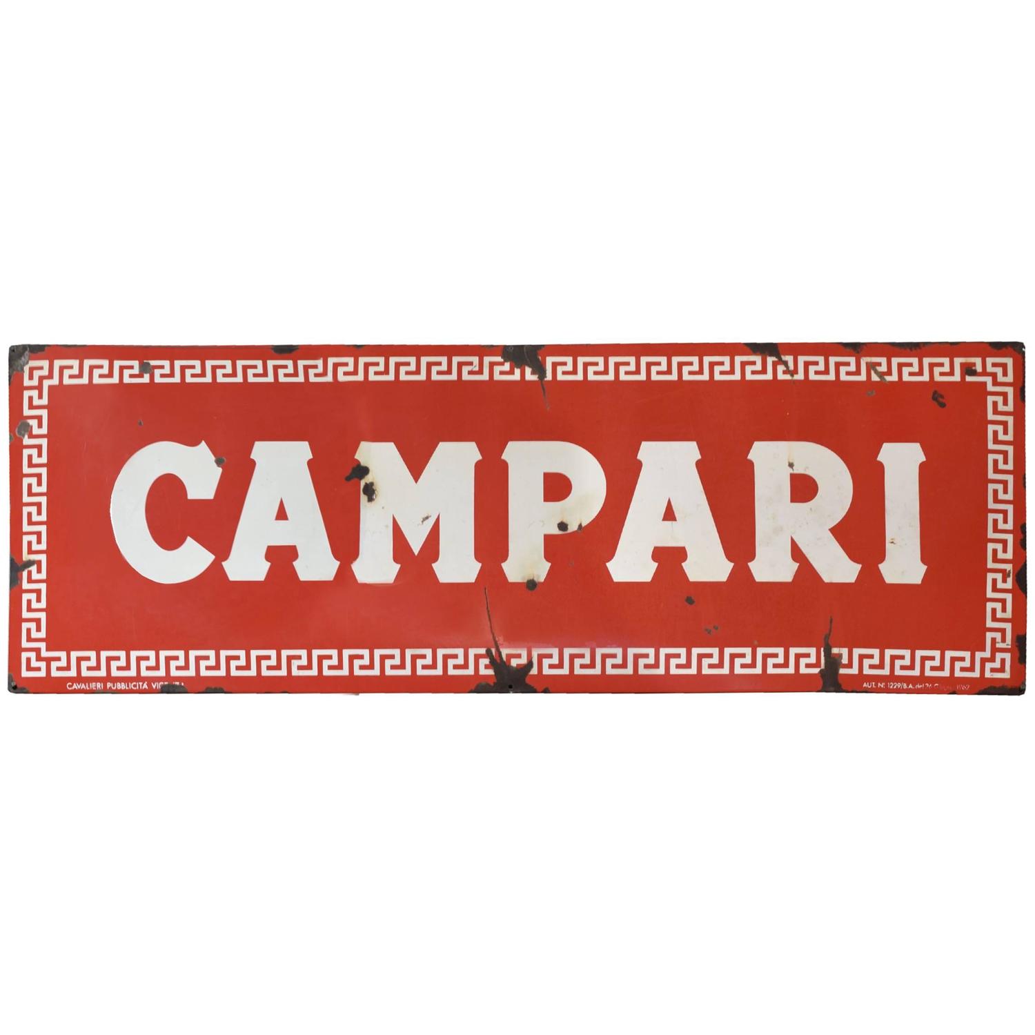 Italian Metal Campari Sign For Sale at 1stdibs