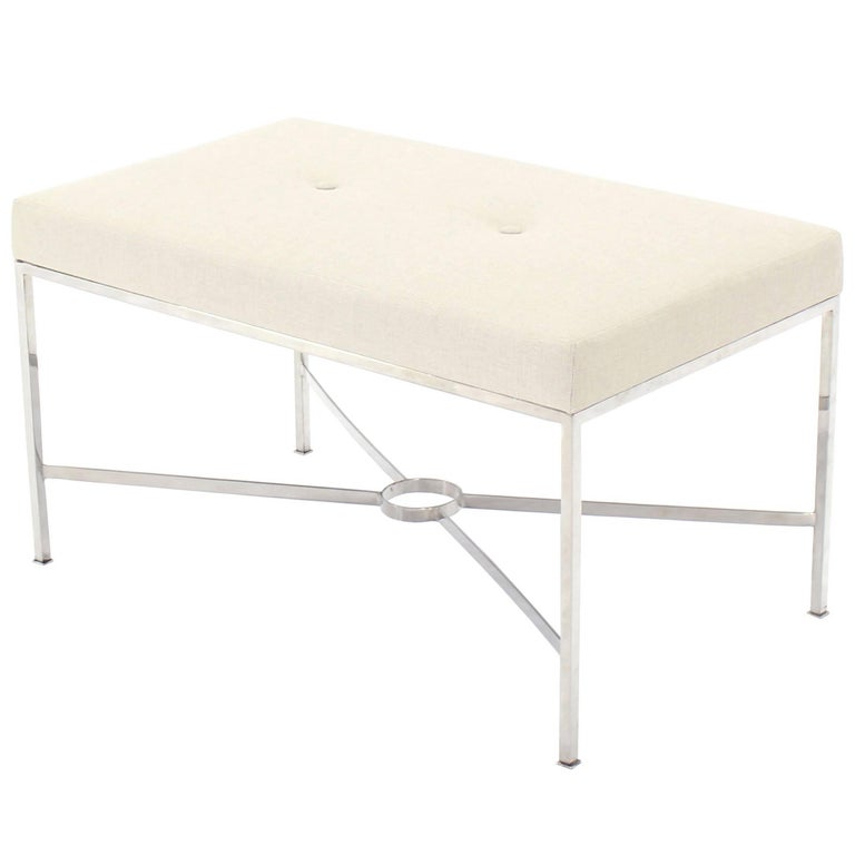 Chrome X-Base Upholstered Top Bench For Sale at 1stDibs