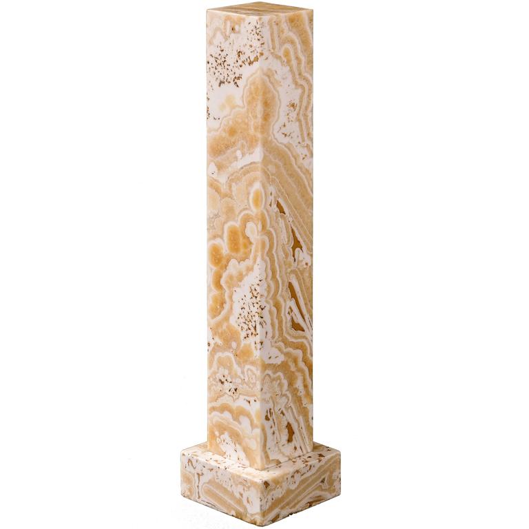 Art Deco Egyptian Alabaster Square Column Pedestal For Sale at 1stDibs