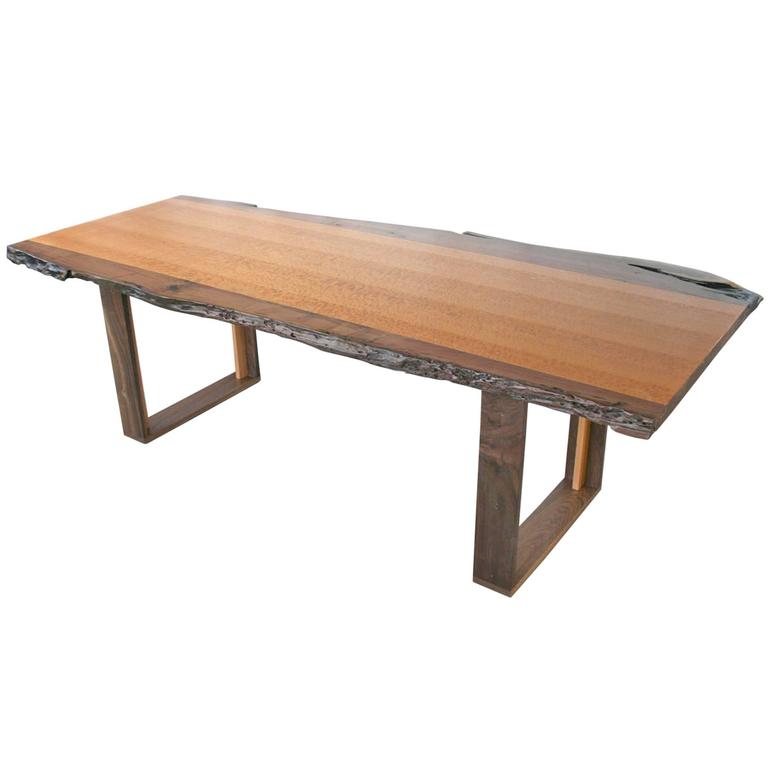 Sentient Black Walnut Live Edge Table with Lacewood Veneer For Sale at ...