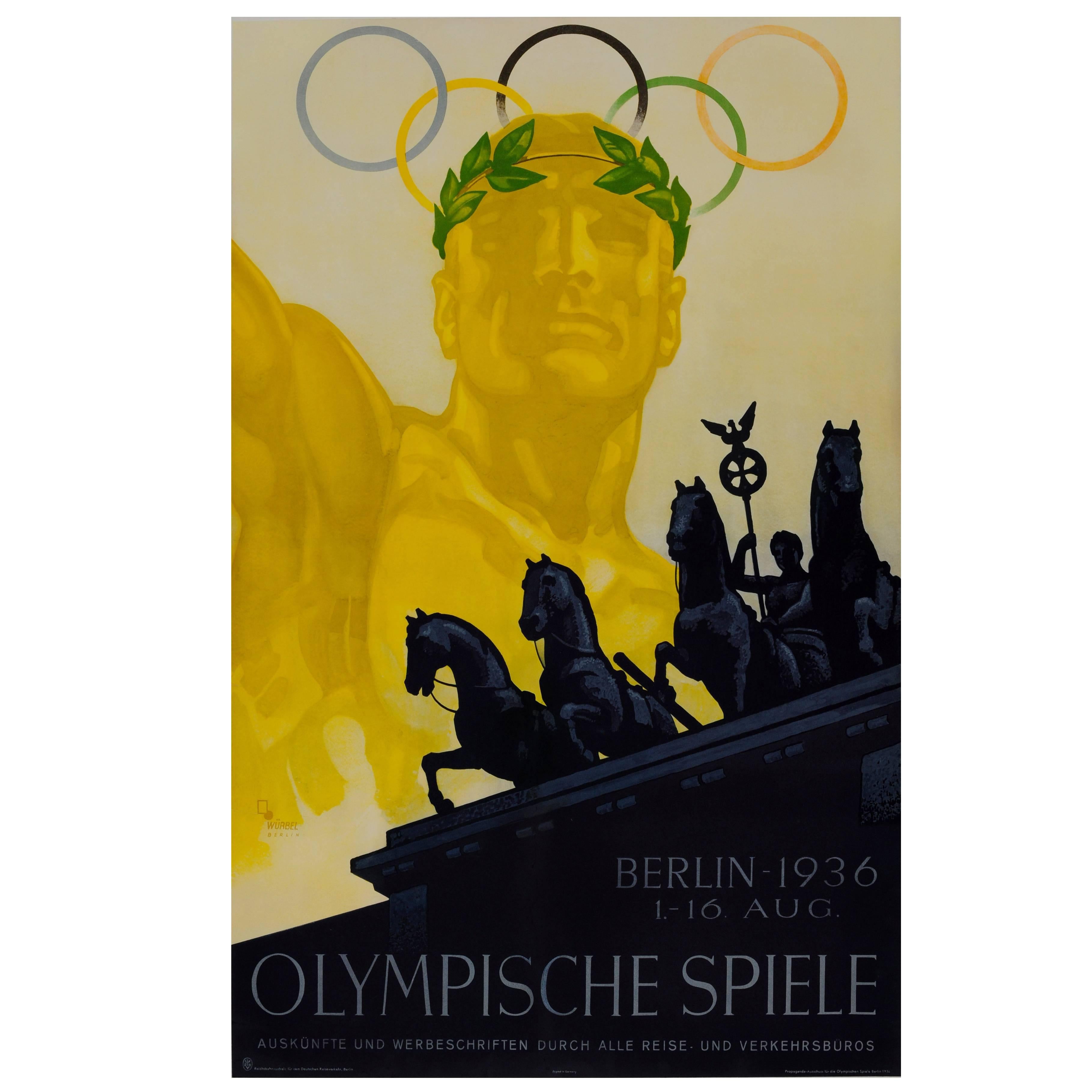Original Vintage Poster by Franz Wurbel for the Berlin 1936 Summer ...