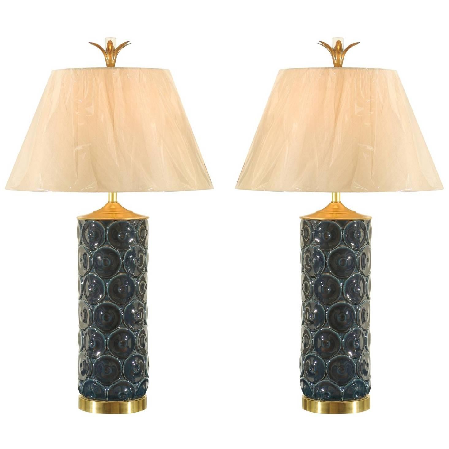 Stunning Pair of Vintage Decalcomania Armorial Lamps For Sale at 1stdibs