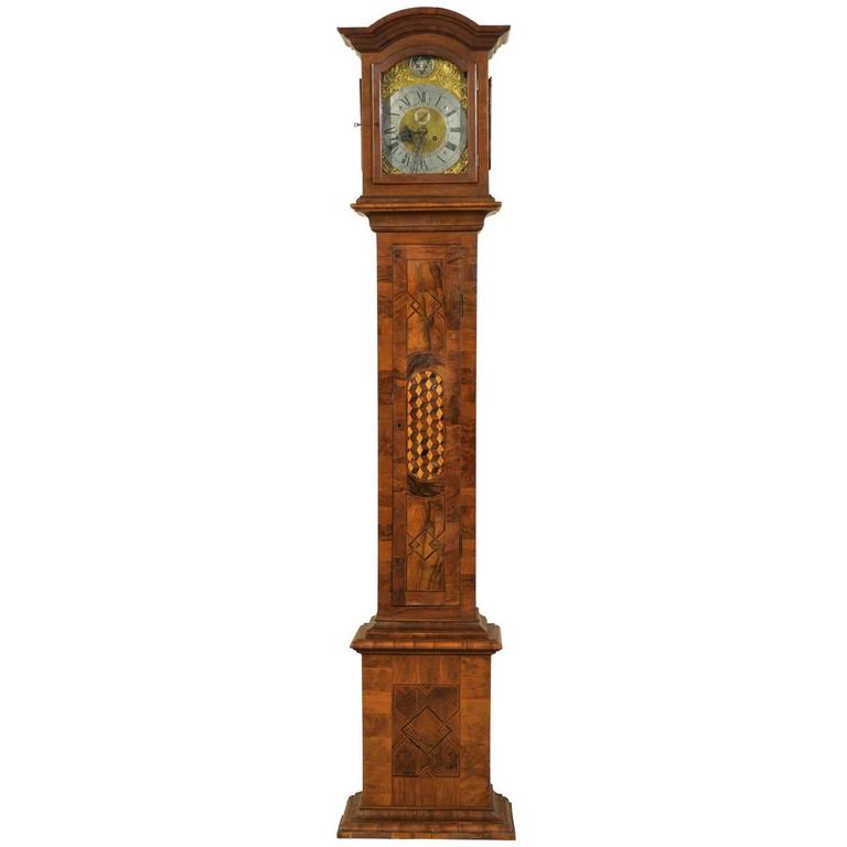 Swedish 19th Century Wooden Clock with Bonnet Crest at 1stDibs