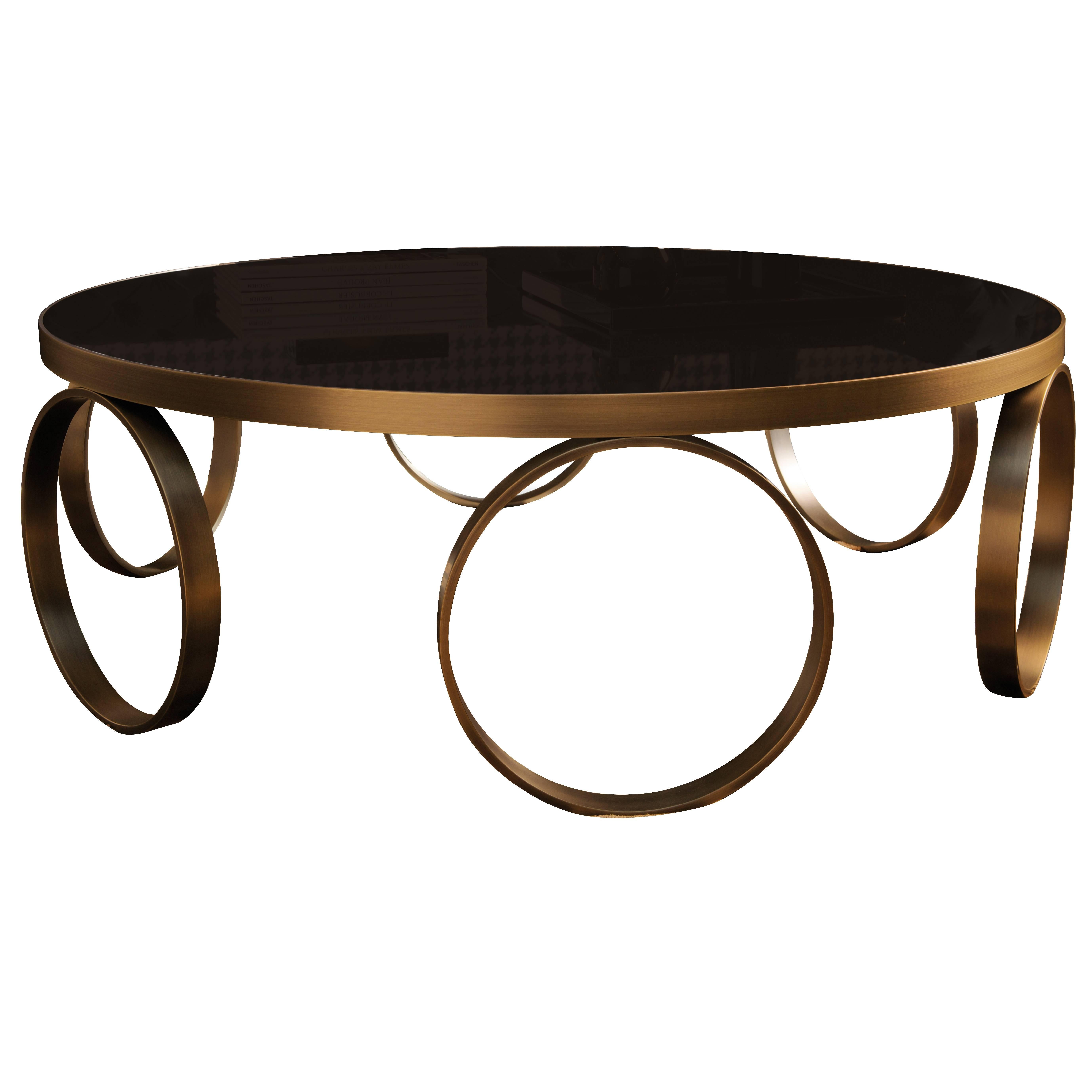 Italian Modern Dom Edizioni Mimi Bronzed and Black Lacquer Rings Coffee Table For Sale at 1stDibs