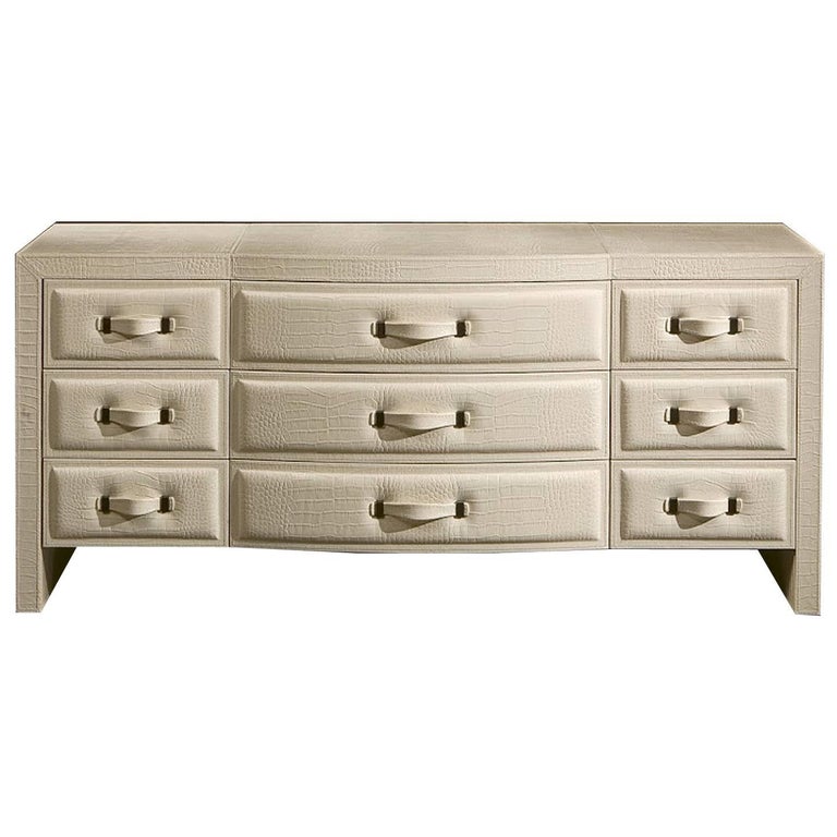 Ikon Chest of Drawer Lacquered Frame and hand crafted Leather For Sale ...